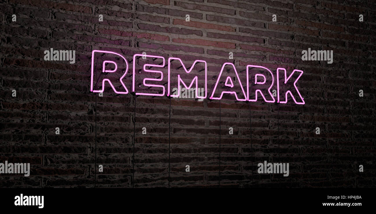 REMARK -Realistic Neon Sign on Brick Wall background - 3D rendered ...