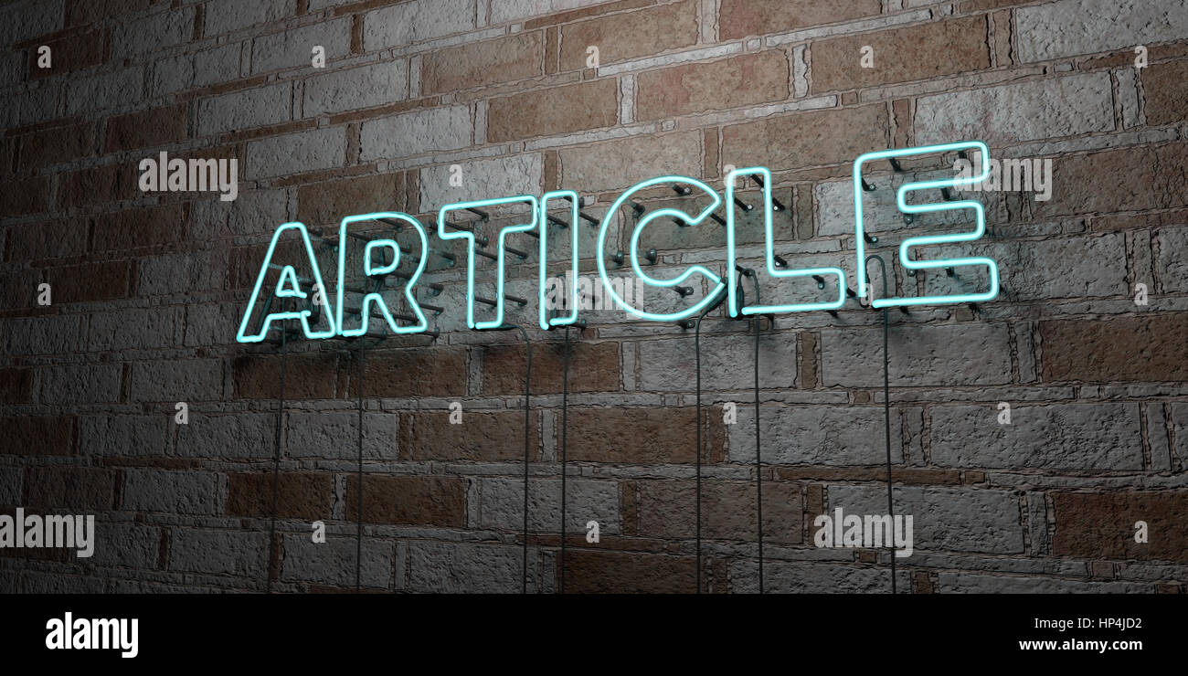 ARTICLE - Glowing Neon Sign on stonework wall - 3D rendered royalty ...