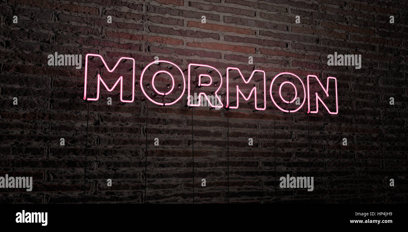 MORMON -Realistic Neon Sign on Brick Wall background - 3D rendered ...