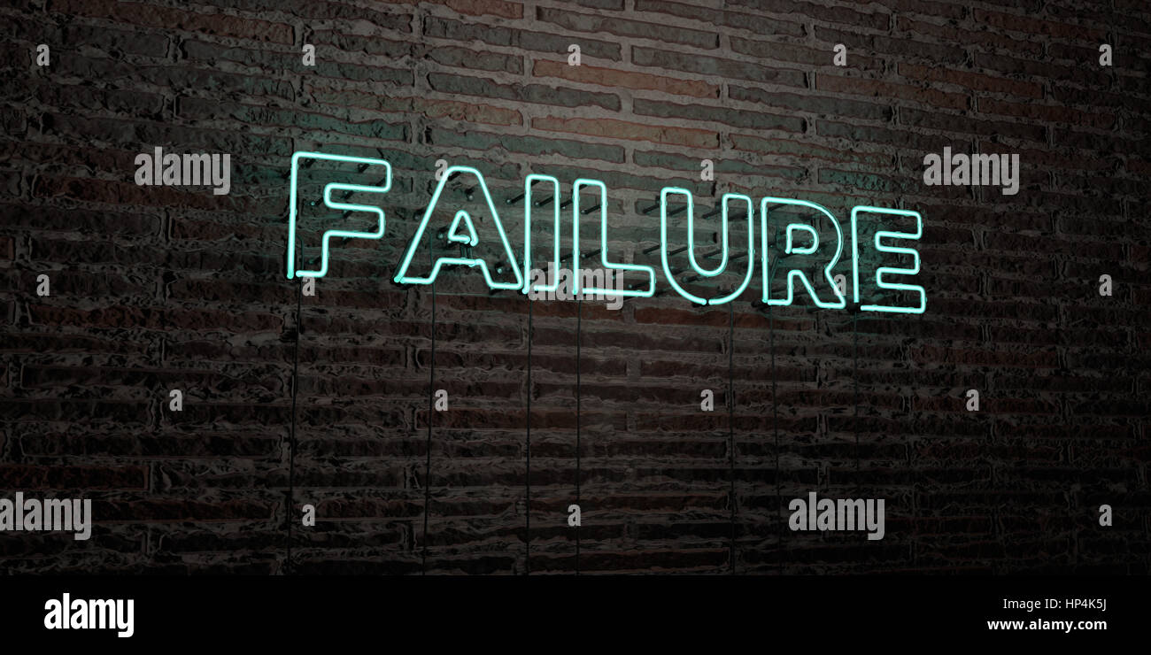 FAILURE -Realistic Neon Sign on Brick Wall background - 3D rendered ...