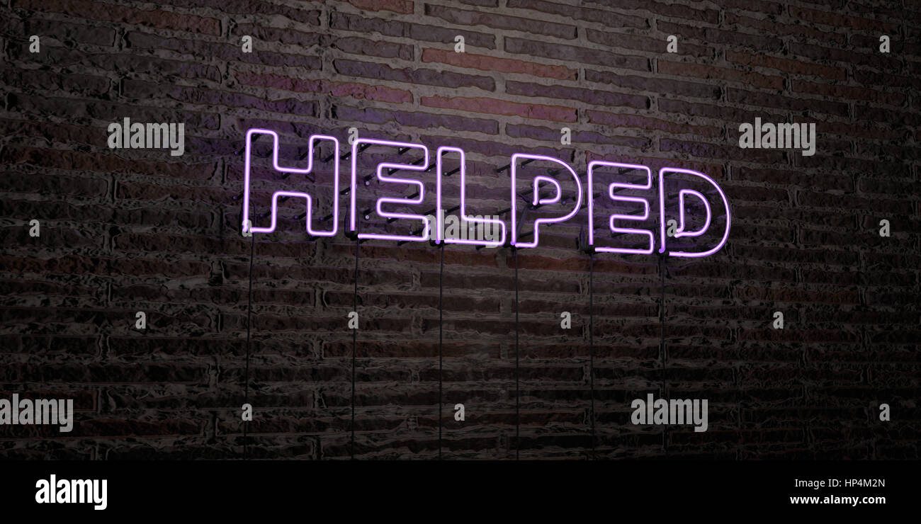 HELPED -Realistic Neon Sign on Brick Wall background - 3D rendered ...