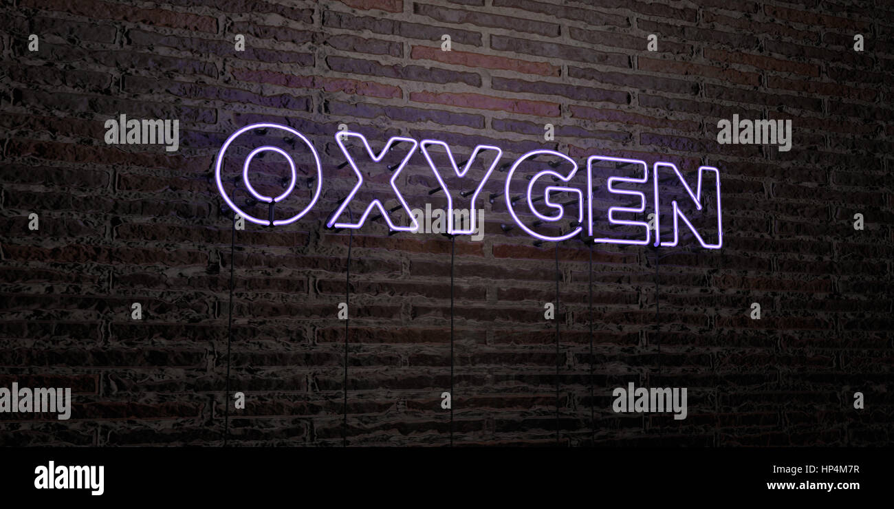 OXYGEN -Realistic Neon Sign on Brick Wall background - 3D rendered ...