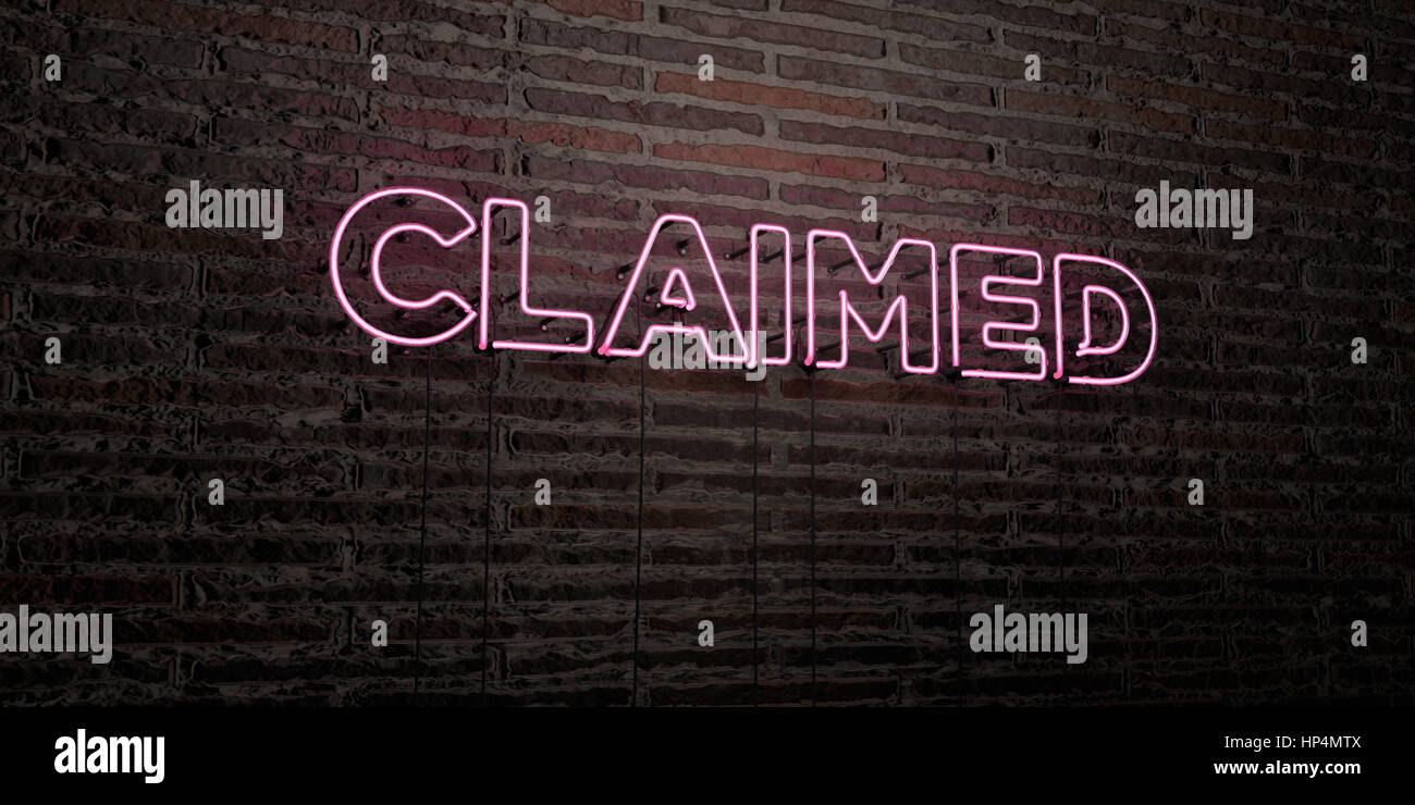 CLAIMED -Realistic Neon Sign on Brick Wall background - 3D rendered ...