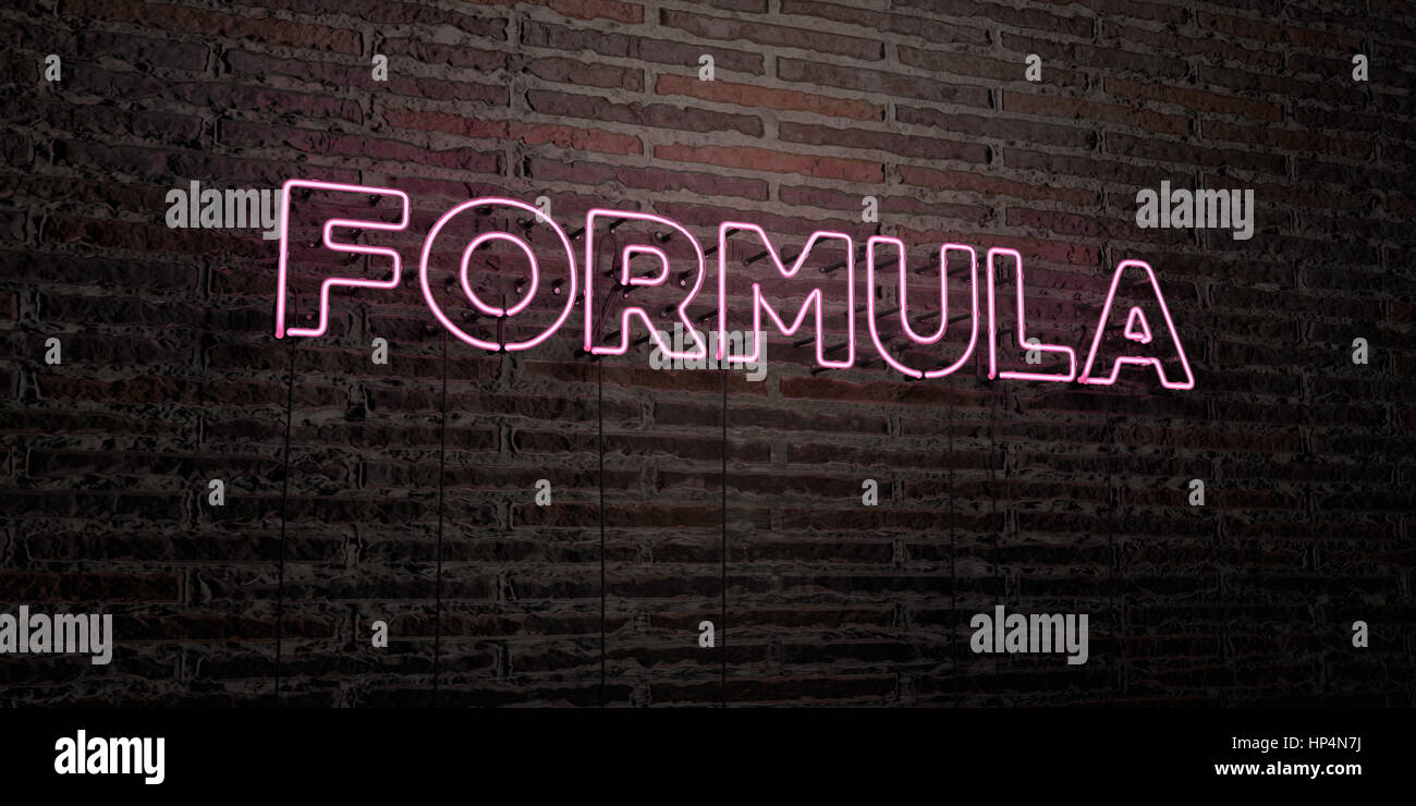FORMULA -Realistic Neon Sign on Brick Wall background - 3D rendered ...