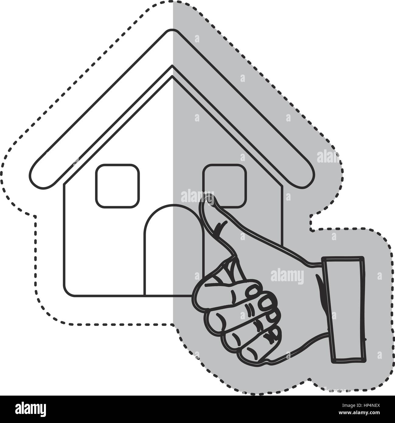 sticker monochrome contour house with hand thumb up Stock Vector Image ... sticker monochrome contour house with hand thumb up Stock Vector Image ...