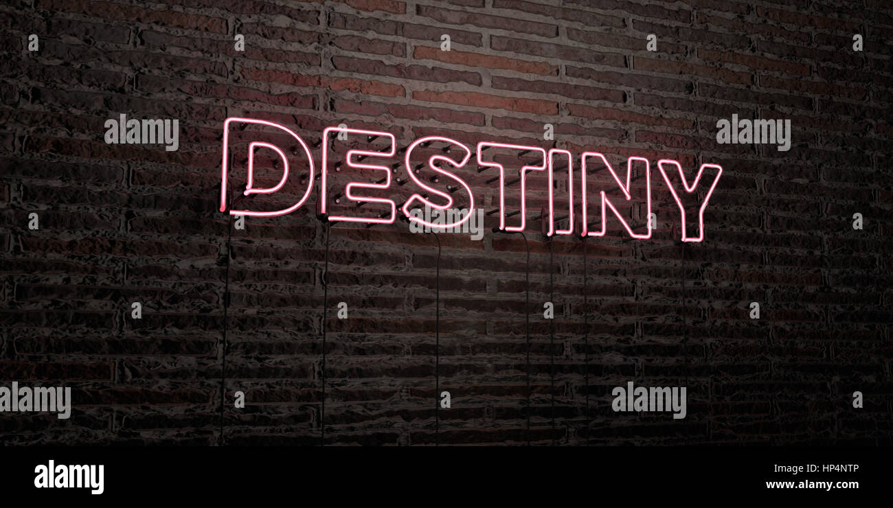 DESTINY -Realistic Neon Sign on Brick Wall background - 3D rendered ...