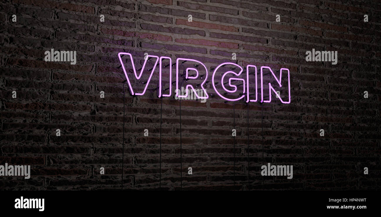 VIRGIN -Realistic Neon Sign on Brick Wall background - 3D rendered ...