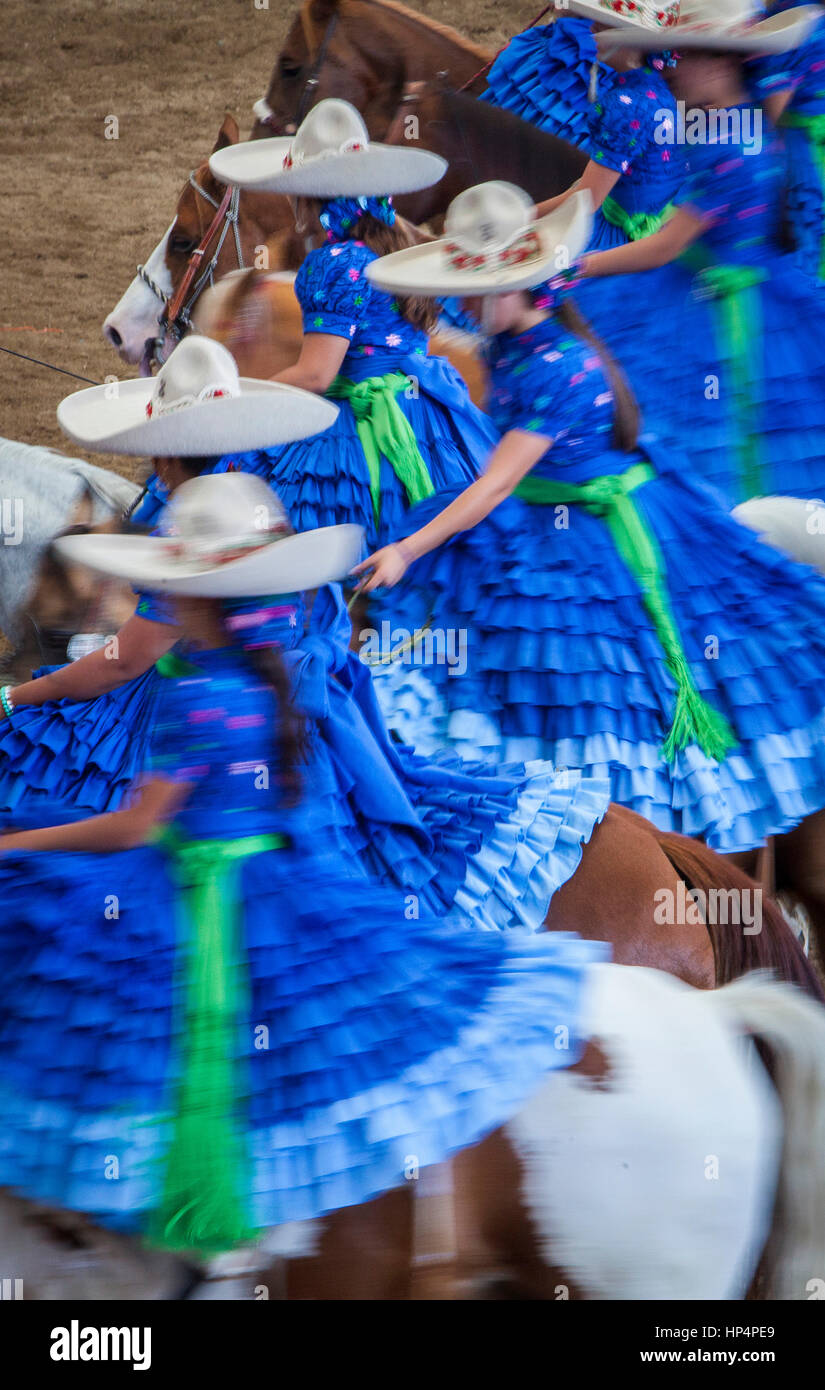 Mexican woman riding a horse hi-res stock photography and images - Alamy