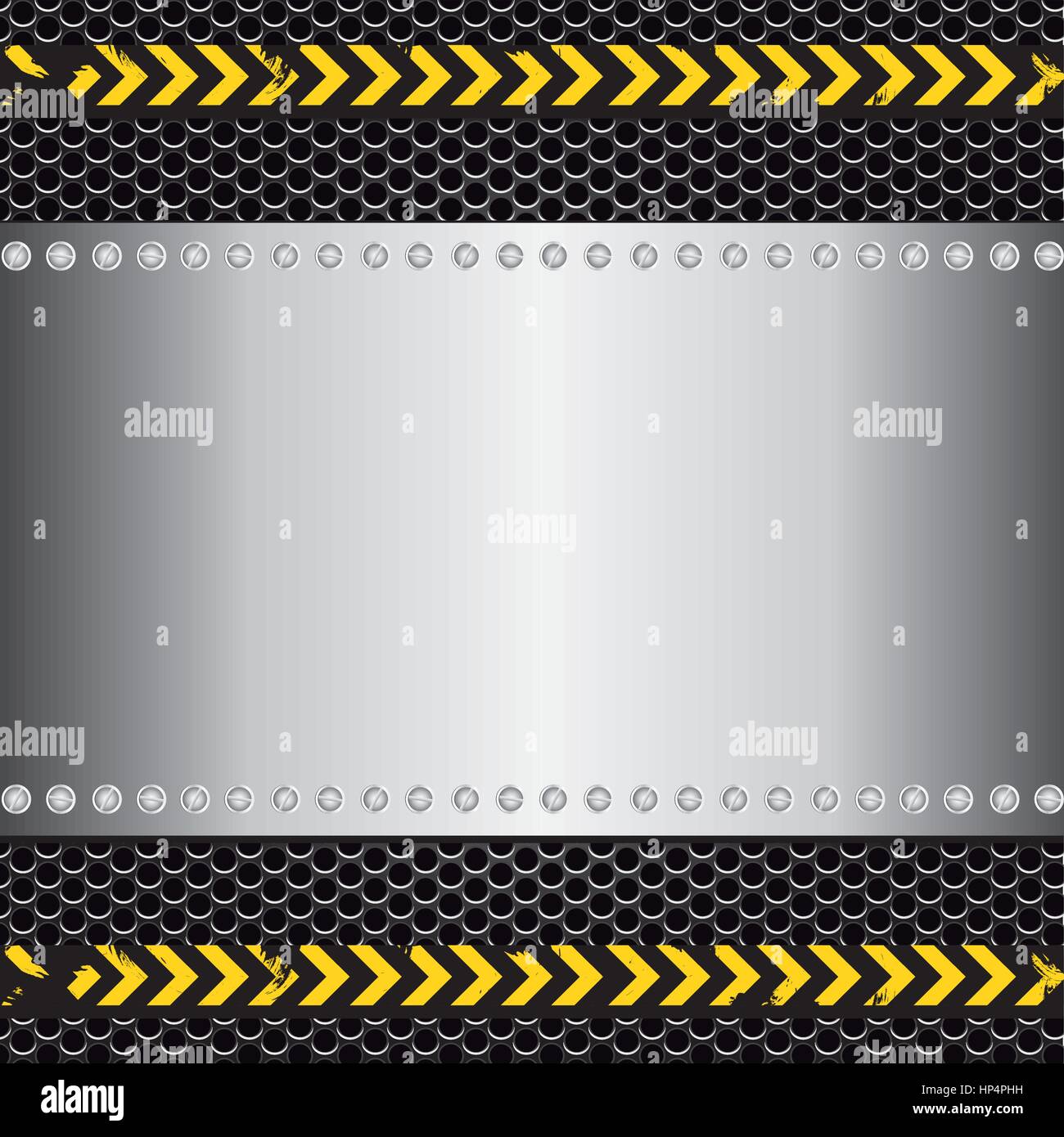 metallic grill plate and screws with line sign caution Stock Vector ...