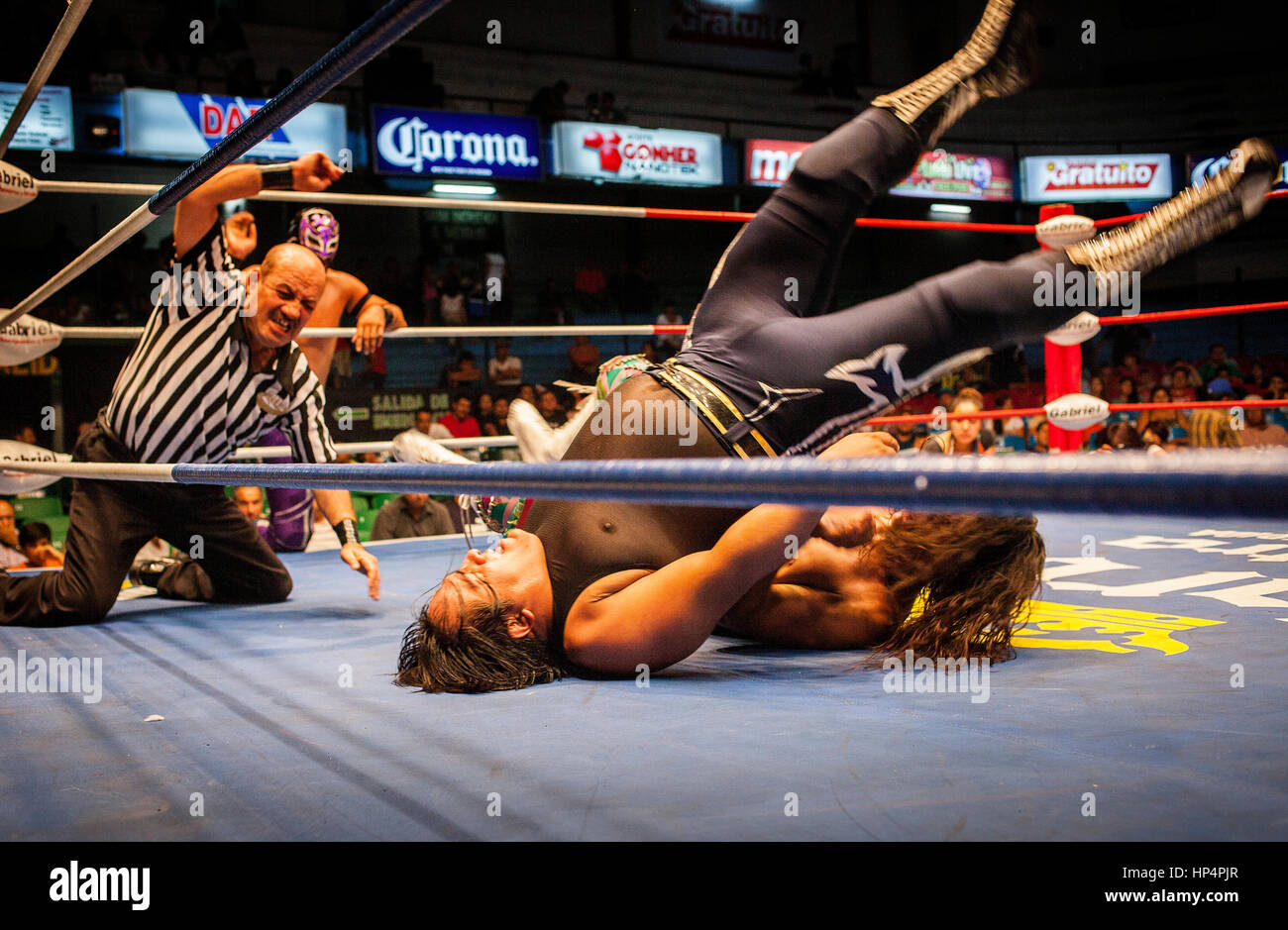 Wrestlers perform in a Lucha Libre event in Guadalajara Arena Coliseo ...