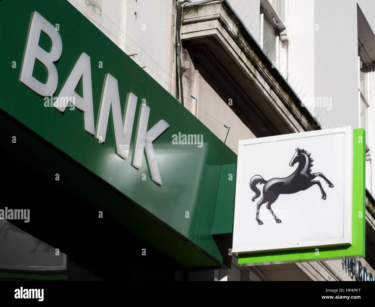 Lloyds bank sign over local branch, British retail and commercial bank ...