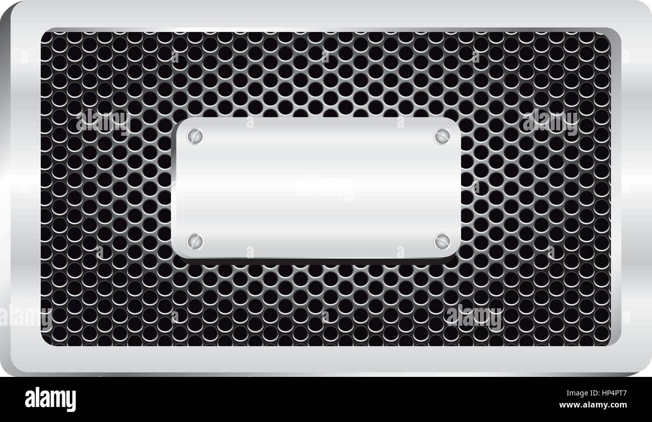 rectangle frame metallic with grill perforated and shiny brushed plaque ...