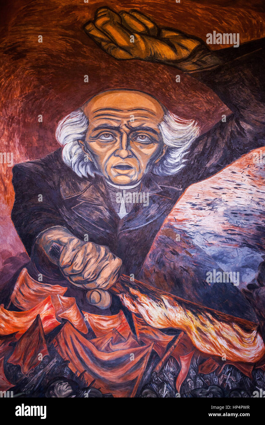 'Hidalgo' mural painting by José Clemente Orozco over the main ...