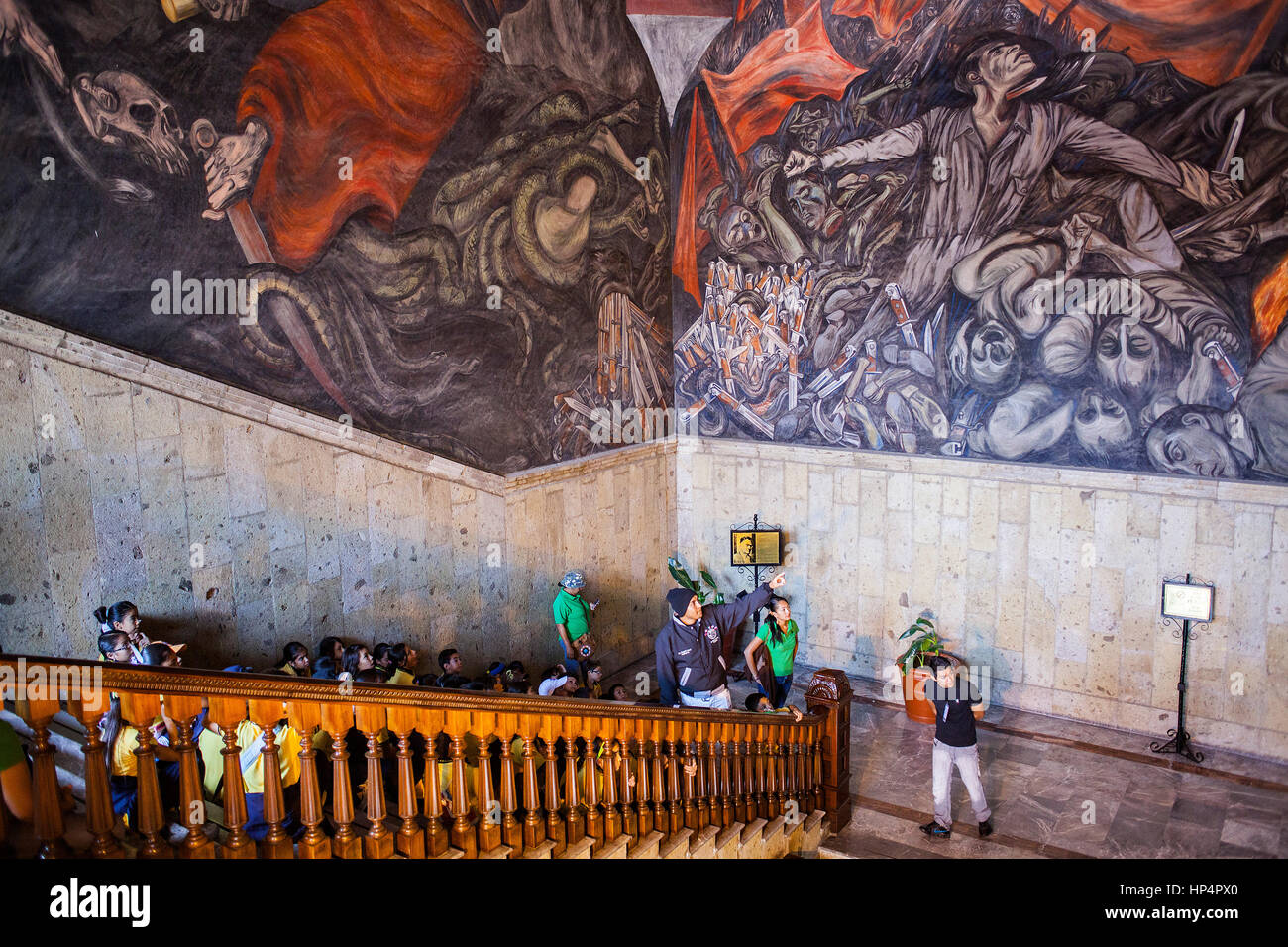 Detail of 'Hidalgo' mural painting by José Clemente Orozco over the ...