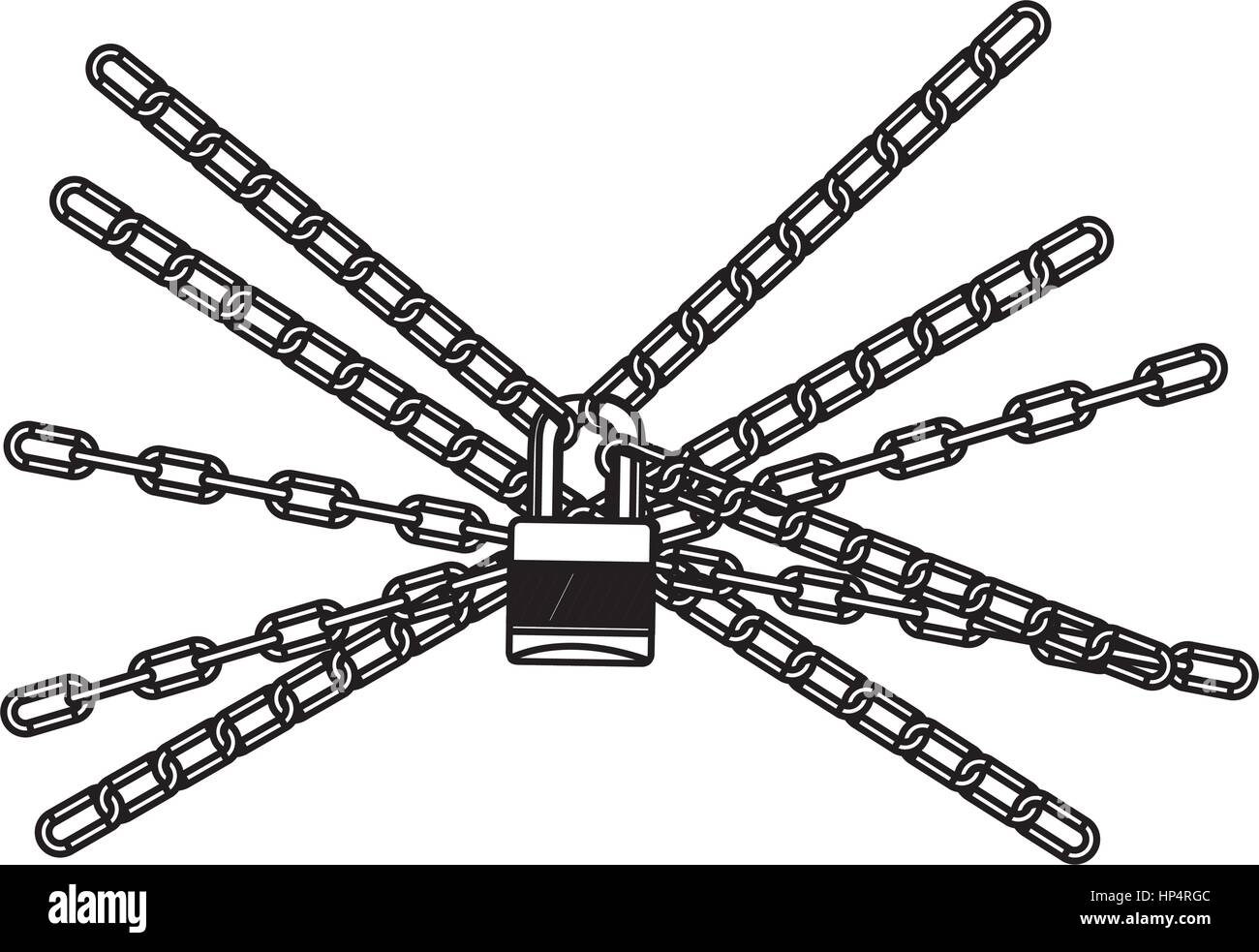 outline padlock and metal many chains icon Stock Vector Image & Art - Alamy