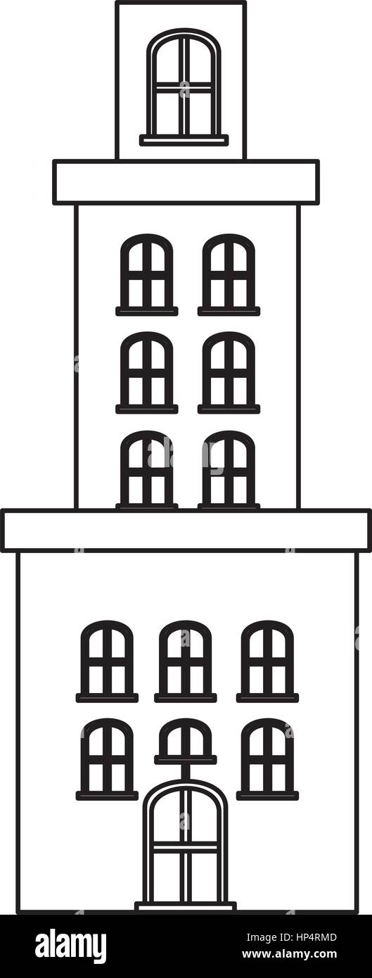 silhouette apartment residence with several floors Stock Vector Image ...