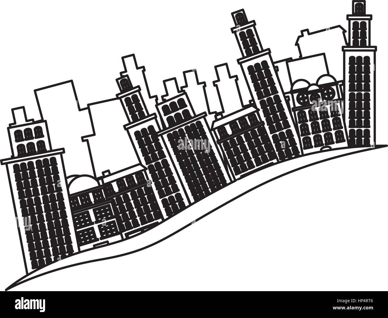 outline buildings and cityscape side scene icon Stock Vector Image ...