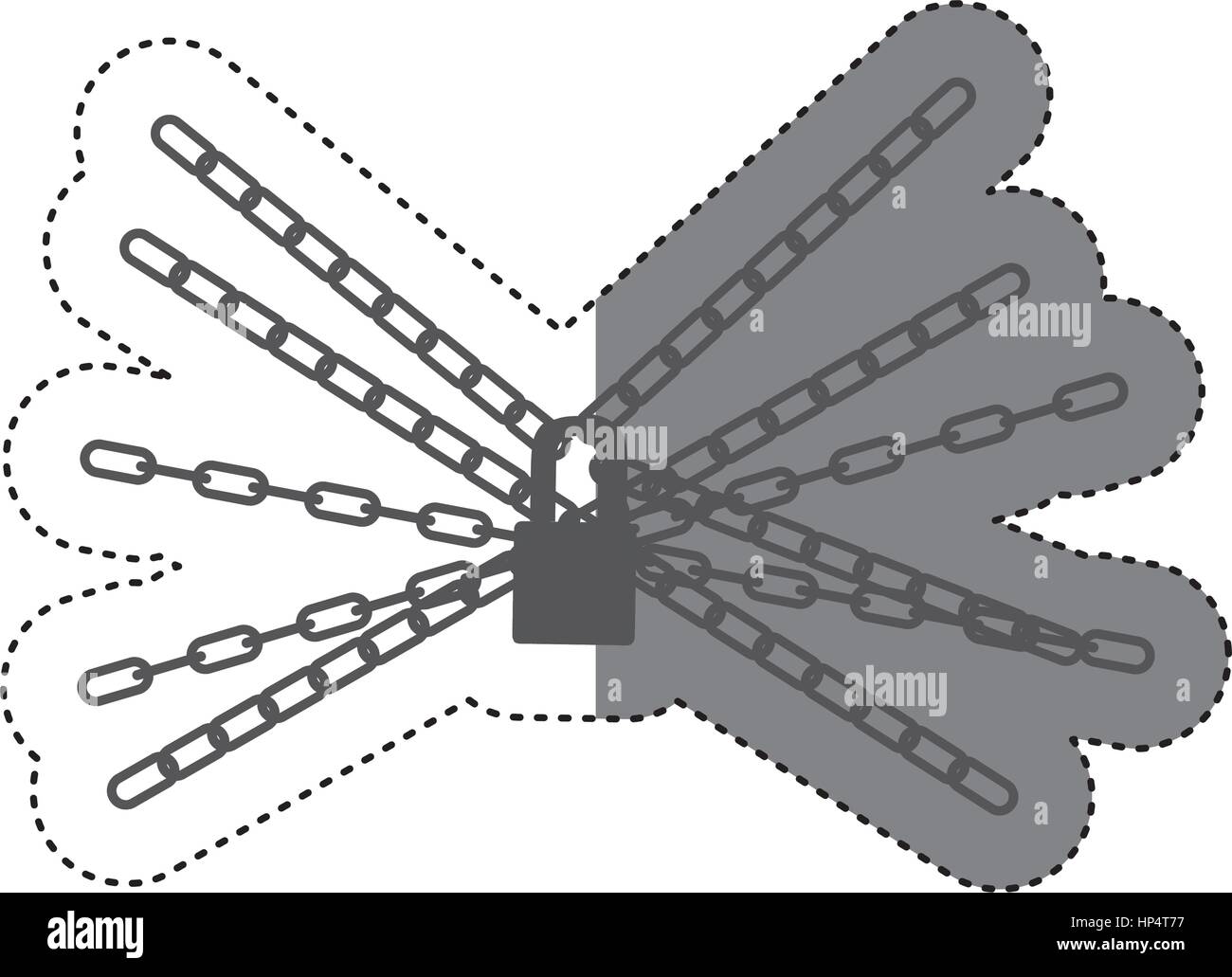 sticker gray outline padlock and metal many chains icon Stock Vector ...