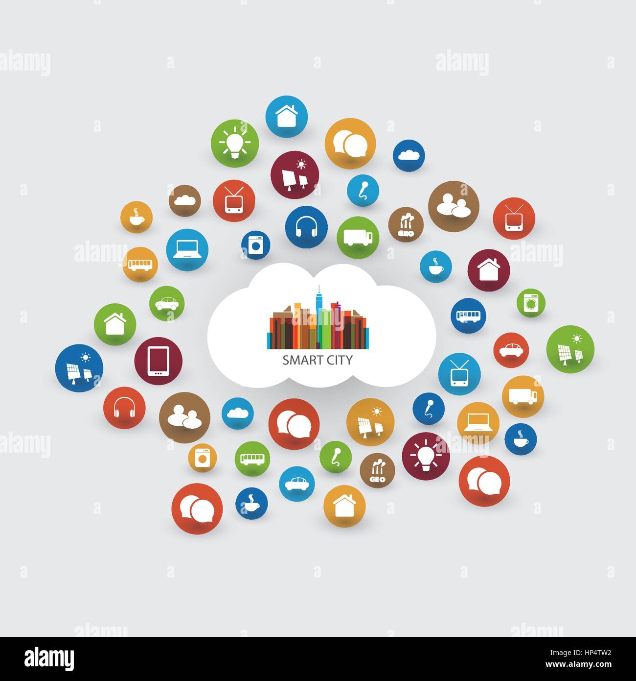 Smart City Design Concept with Icons Stock Vector Image & Art - Alamy