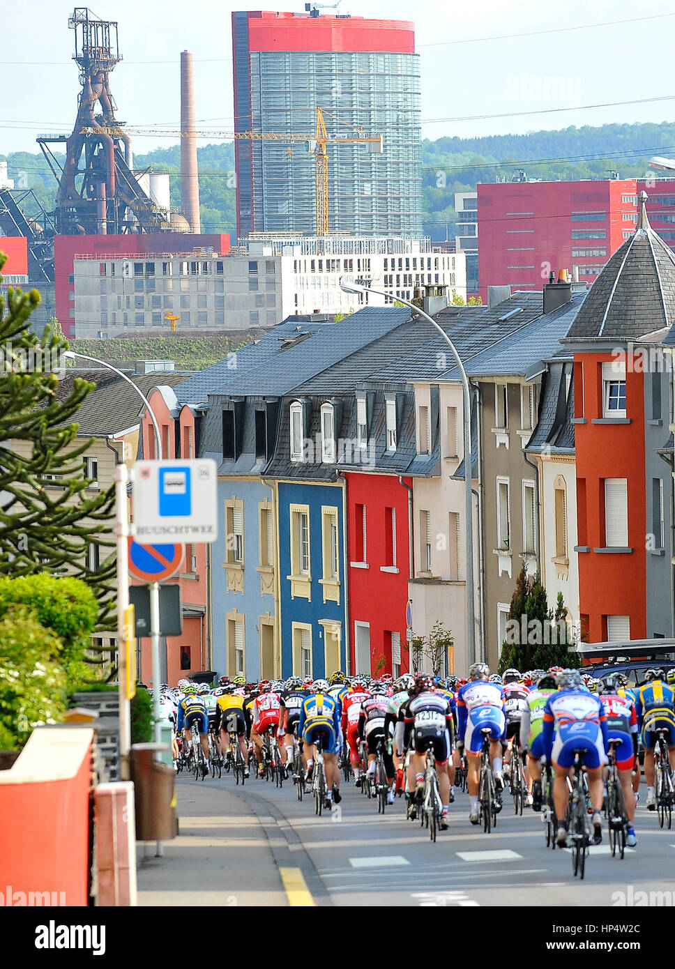Belvaux, Luxembourg 16.05.2012. The pack in action during the Fleche du ...