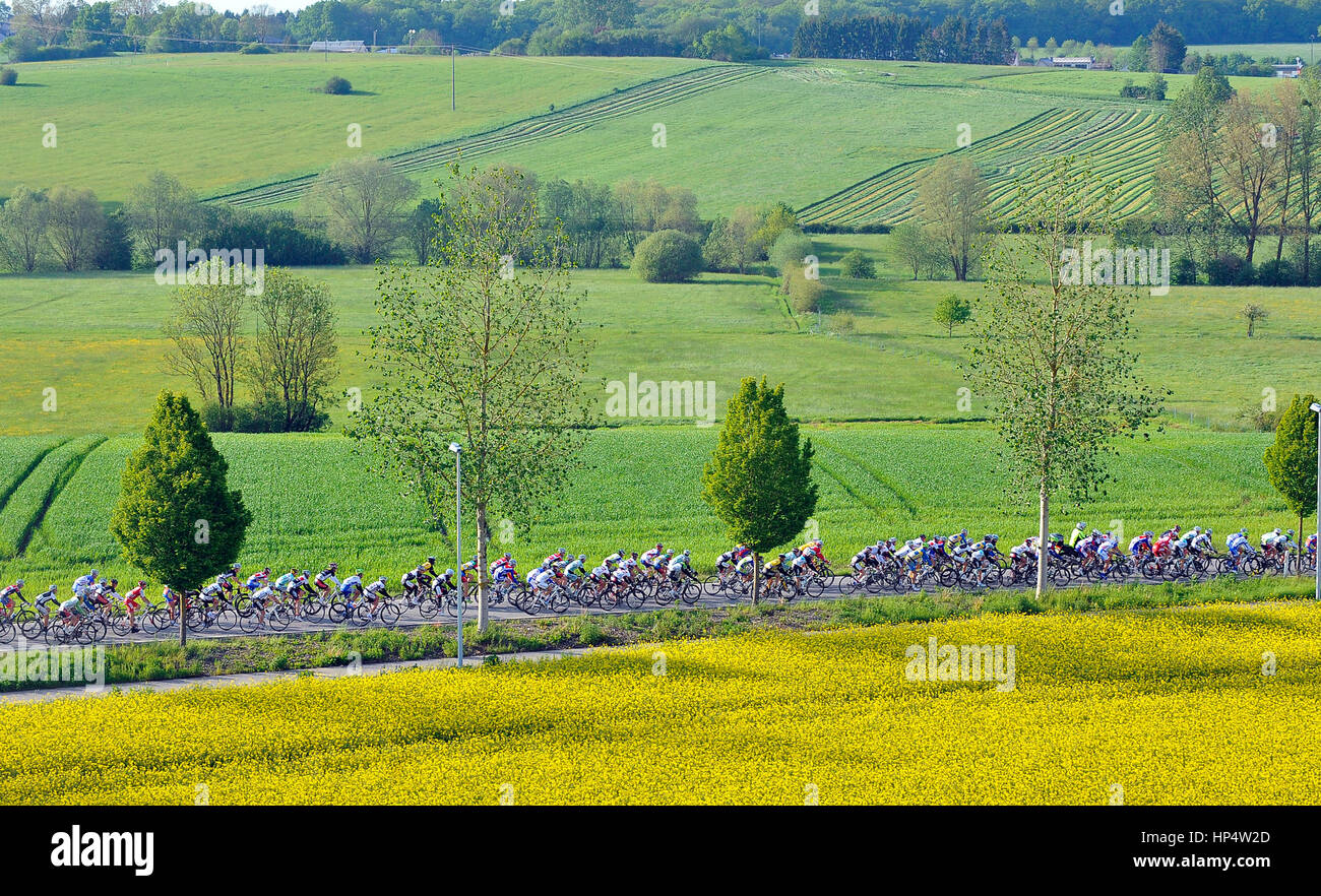 Belvaux, Luxembourg 16.05.2012. The pack in action during the Fleche du ...