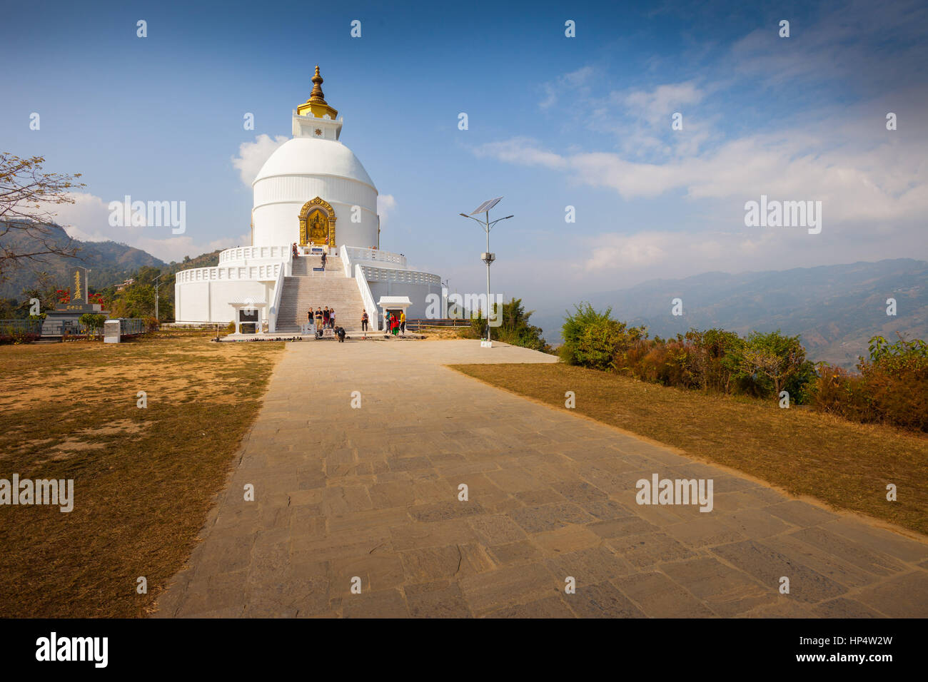 The white World Peace Stupa (Shanti Stupa) at Pokhara, Nepal Stock ...