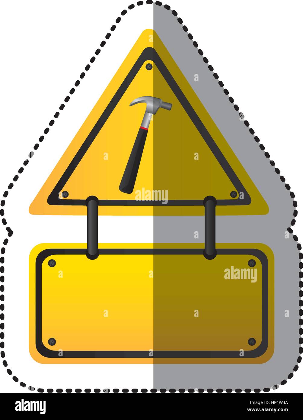 sticker traffic sign with hammer and metal plaque Stock Vector Image ...
