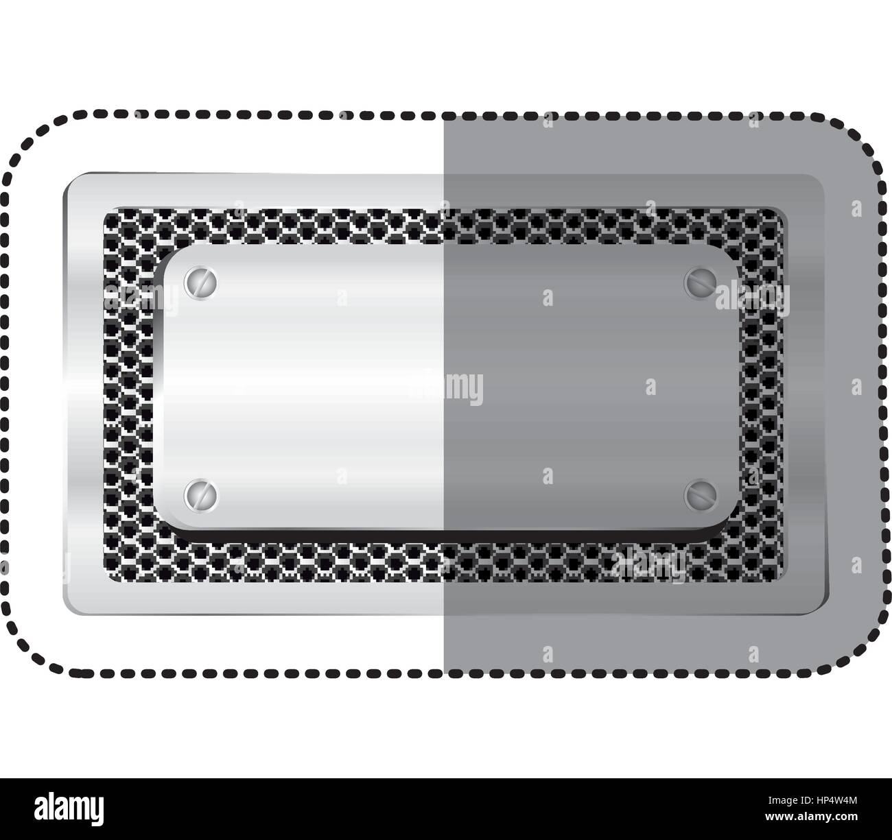 sticker rectangle grille perforated frame with metal plate and screws ...