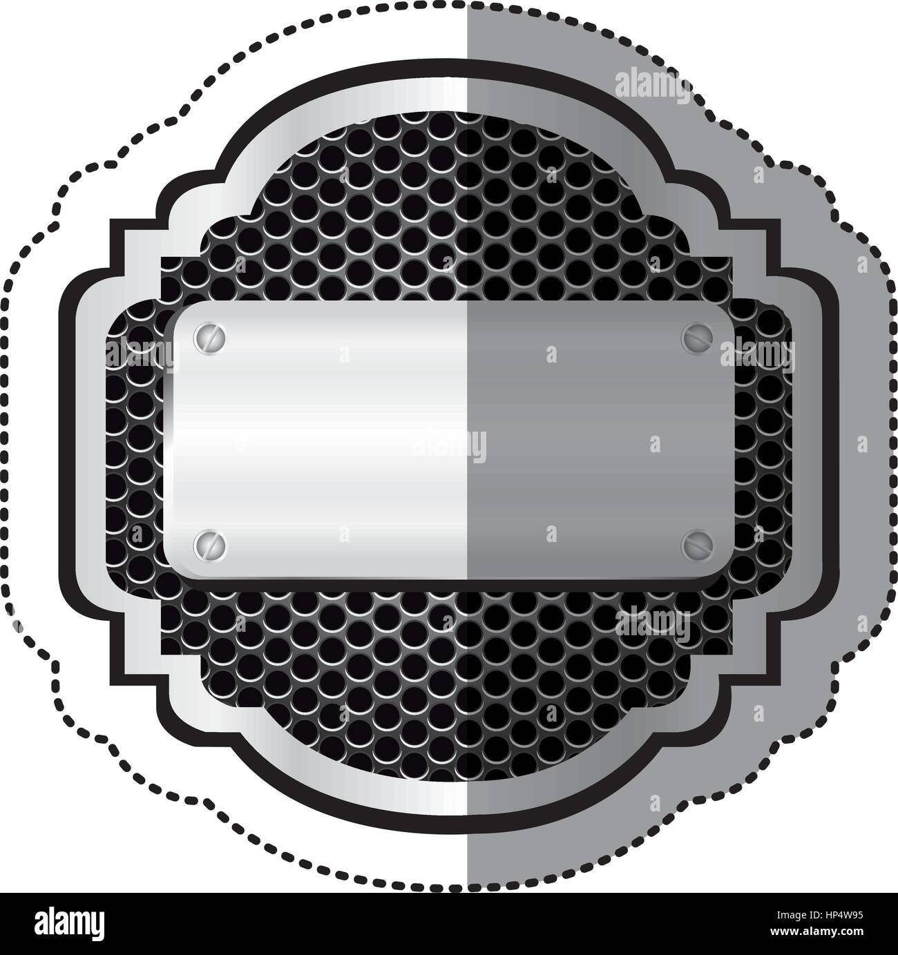 sticker heraldic metallic frame with grill perforated and plaque with ...