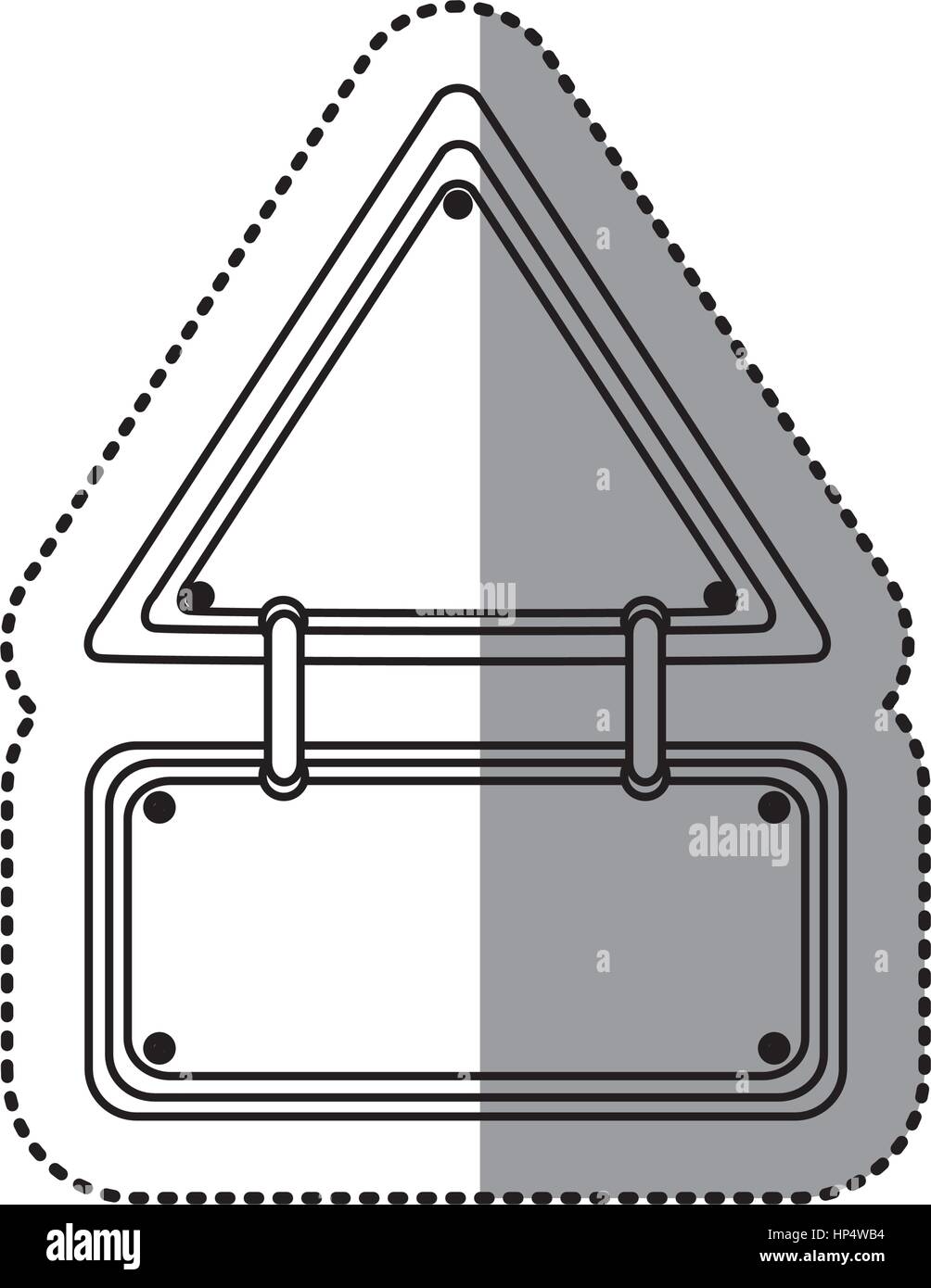 sticker silhouette traffic sign with plaque and screws Stock Vector ...