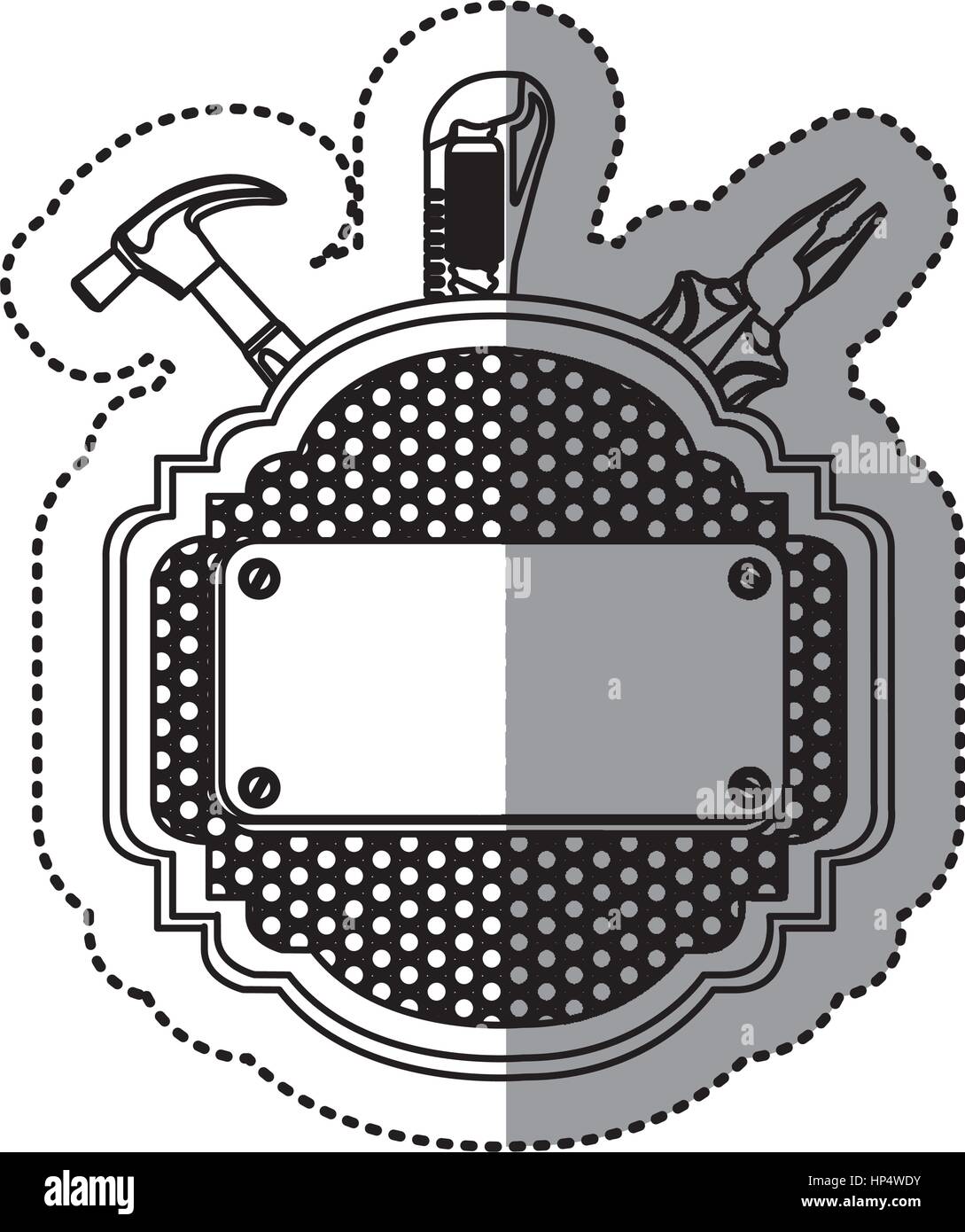 sticker silhouette heraldic metallic frame grille perforated with tools ...