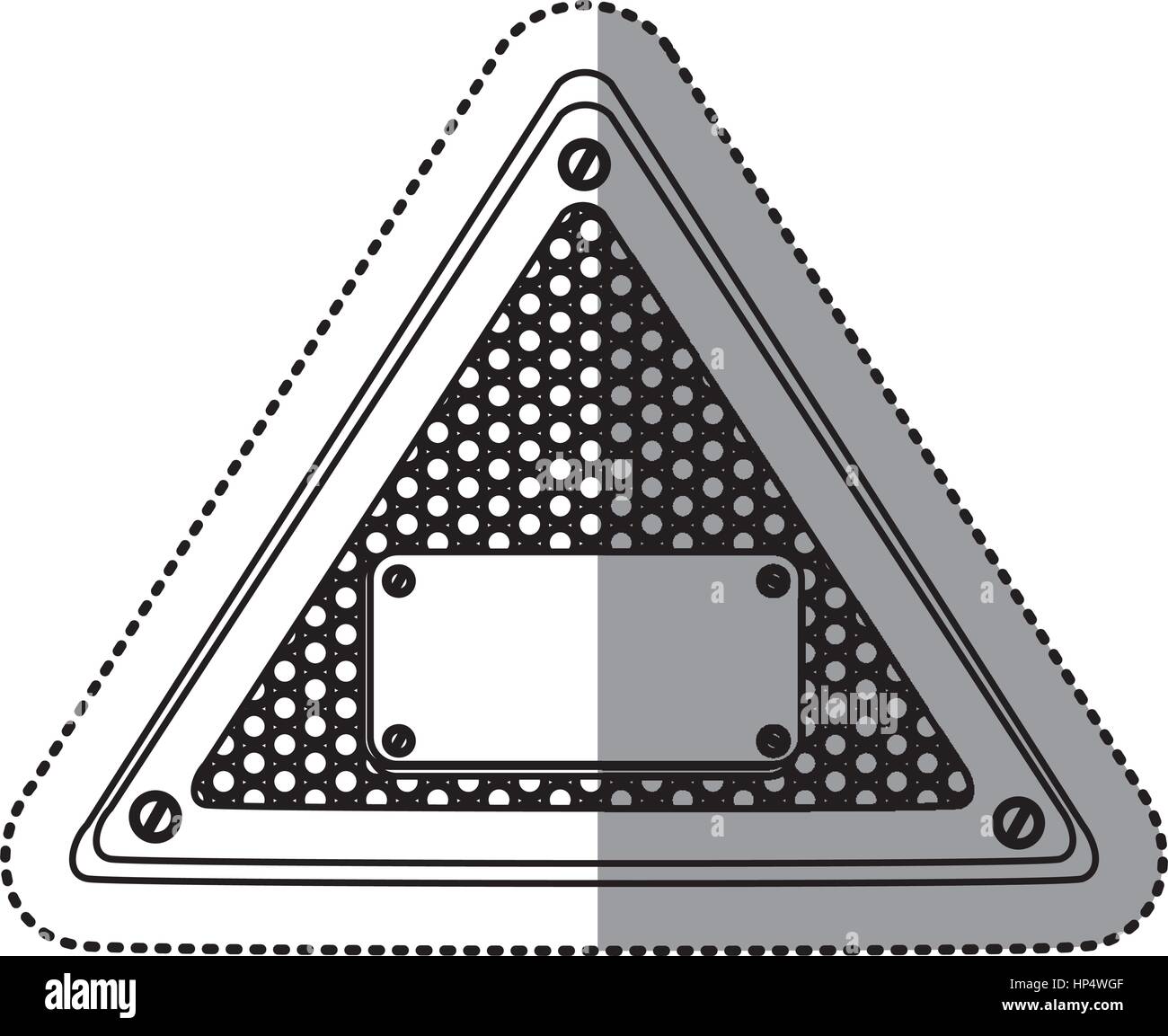 sticker silhouette triangle metallic frame with grill perforated and ...