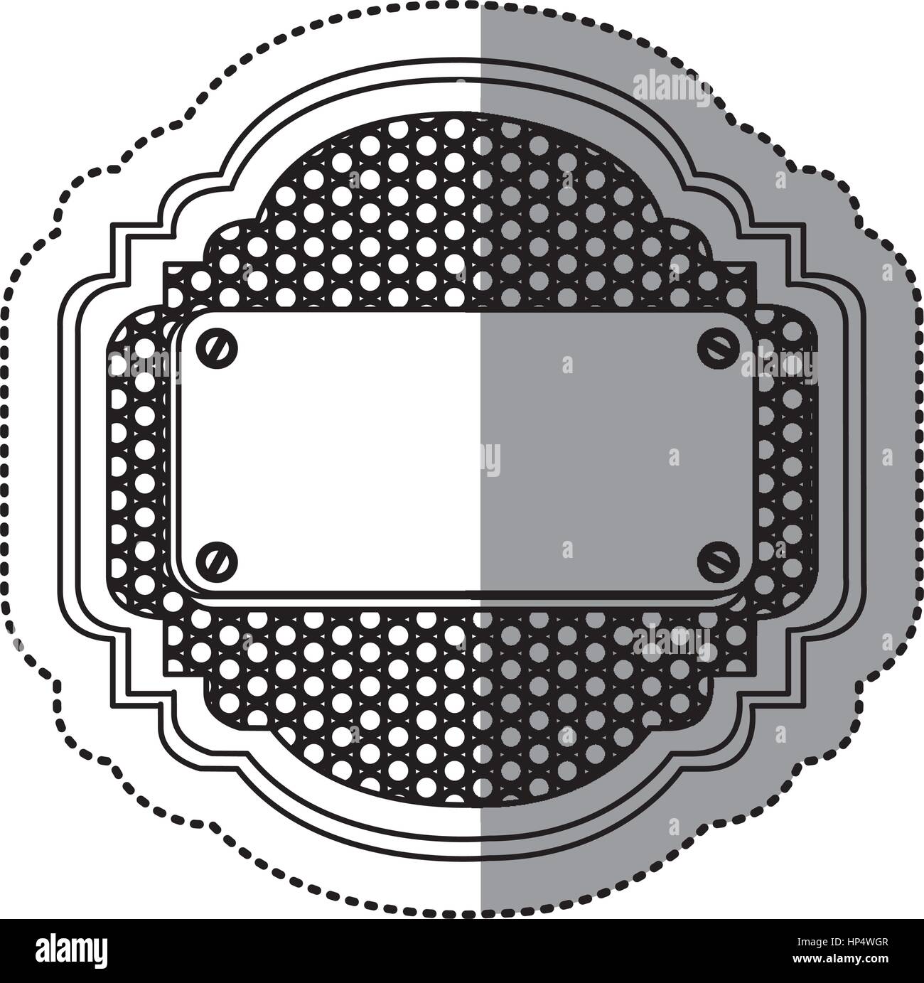 sticker silhouette heraldic metallic frame with grill perforated and ...