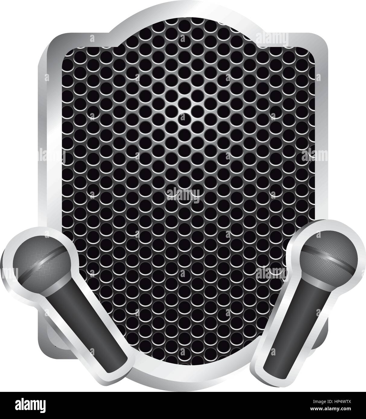 heraldic frame with grill surface and pair wireless dynamic microphone ...