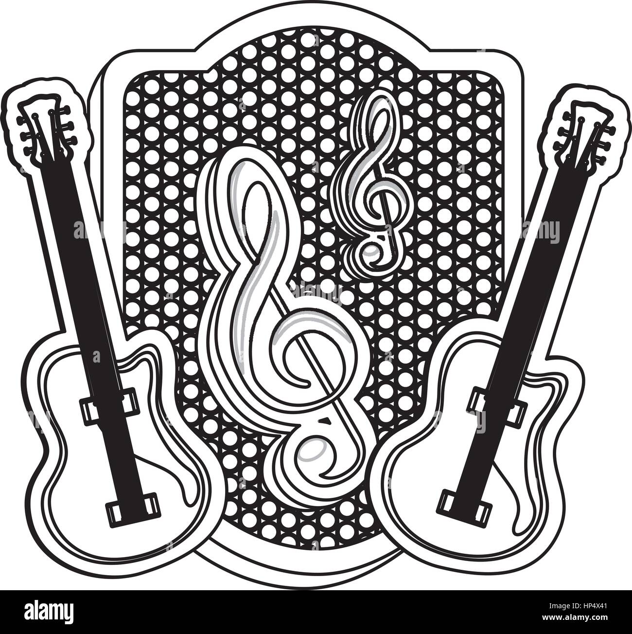 emblem electric guitar with music symbol icon Stock Vector Image & Art ...