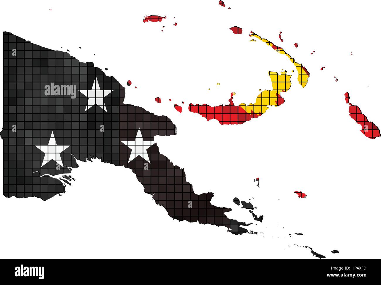 Papua New Guinea map with flag inside - Illustration, Abstract Mosaic ...
