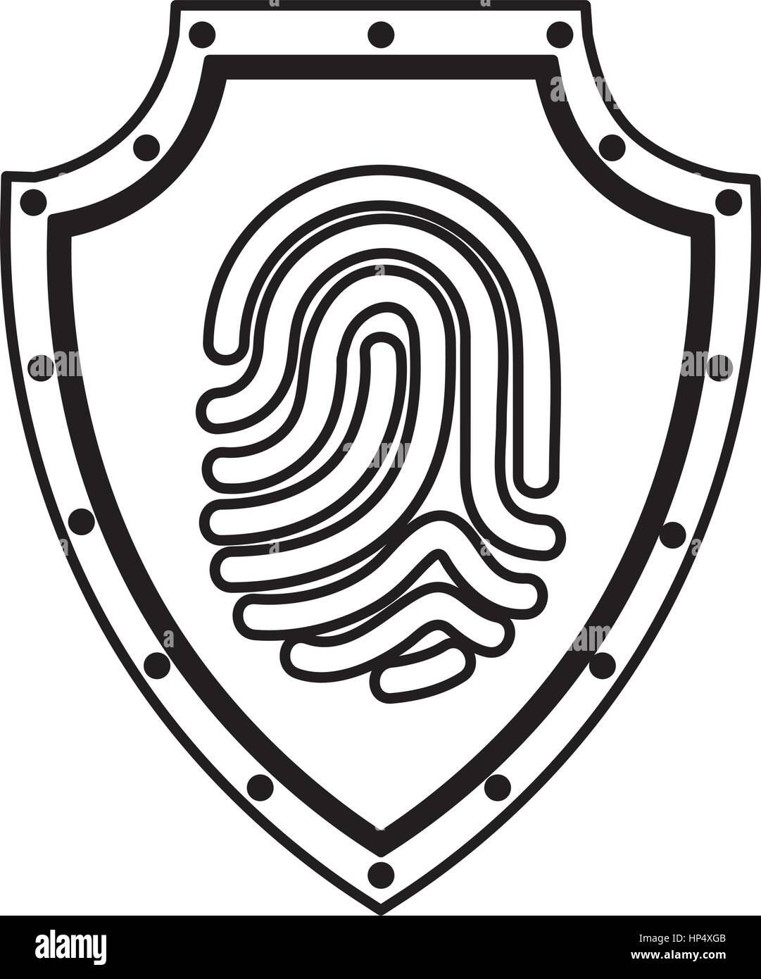 shield with finger print isolated icon vector illustration design Stock ...