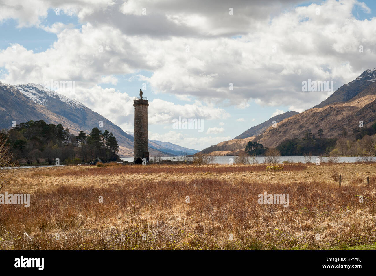 The Glenfinnan monument with Loch Shiel beyond. It was erected, in 1815 ...