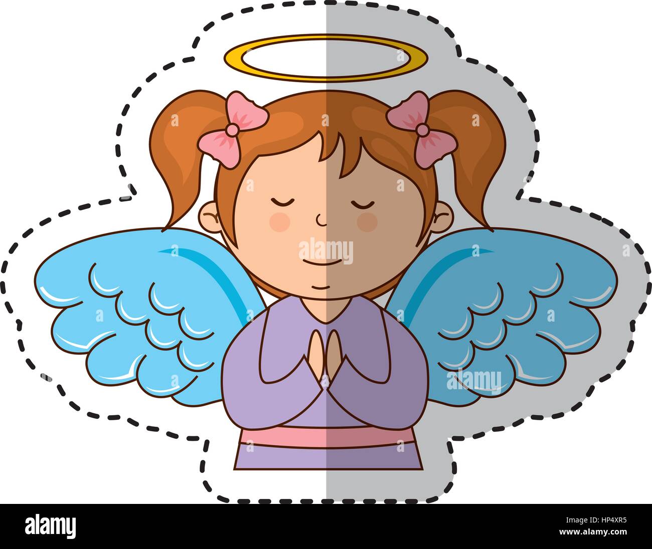 little girl angel character vector illustration design Stock Vector ...