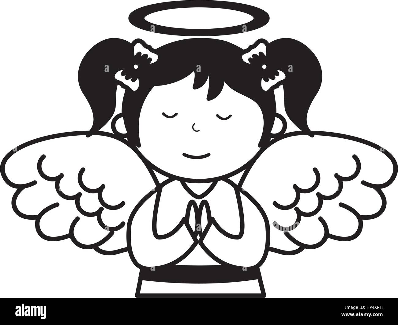 little girl angel character vector illustration design Stock Vector ...