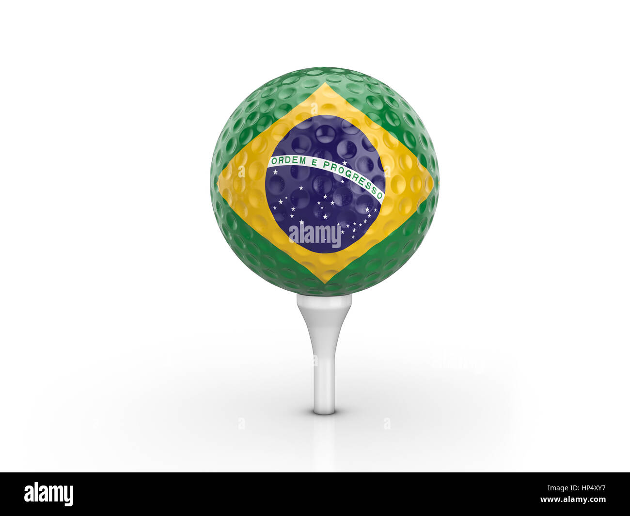 Golf ball Brazil flag on a white background. 3D illustration Stock ...