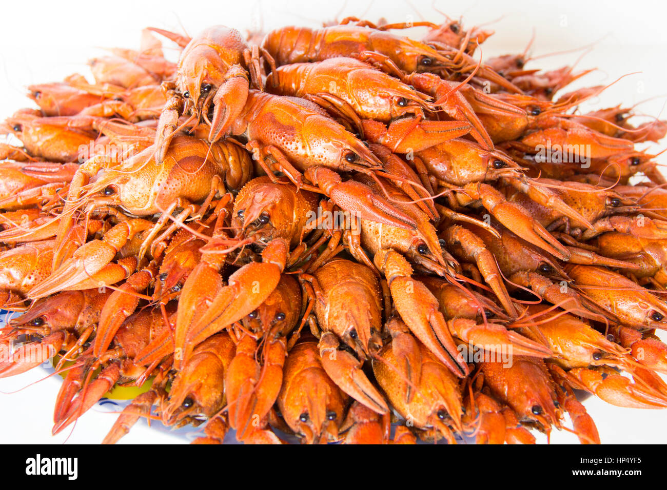 Photo of red boiled crawfishes on the dish Stock Photo - Alamy