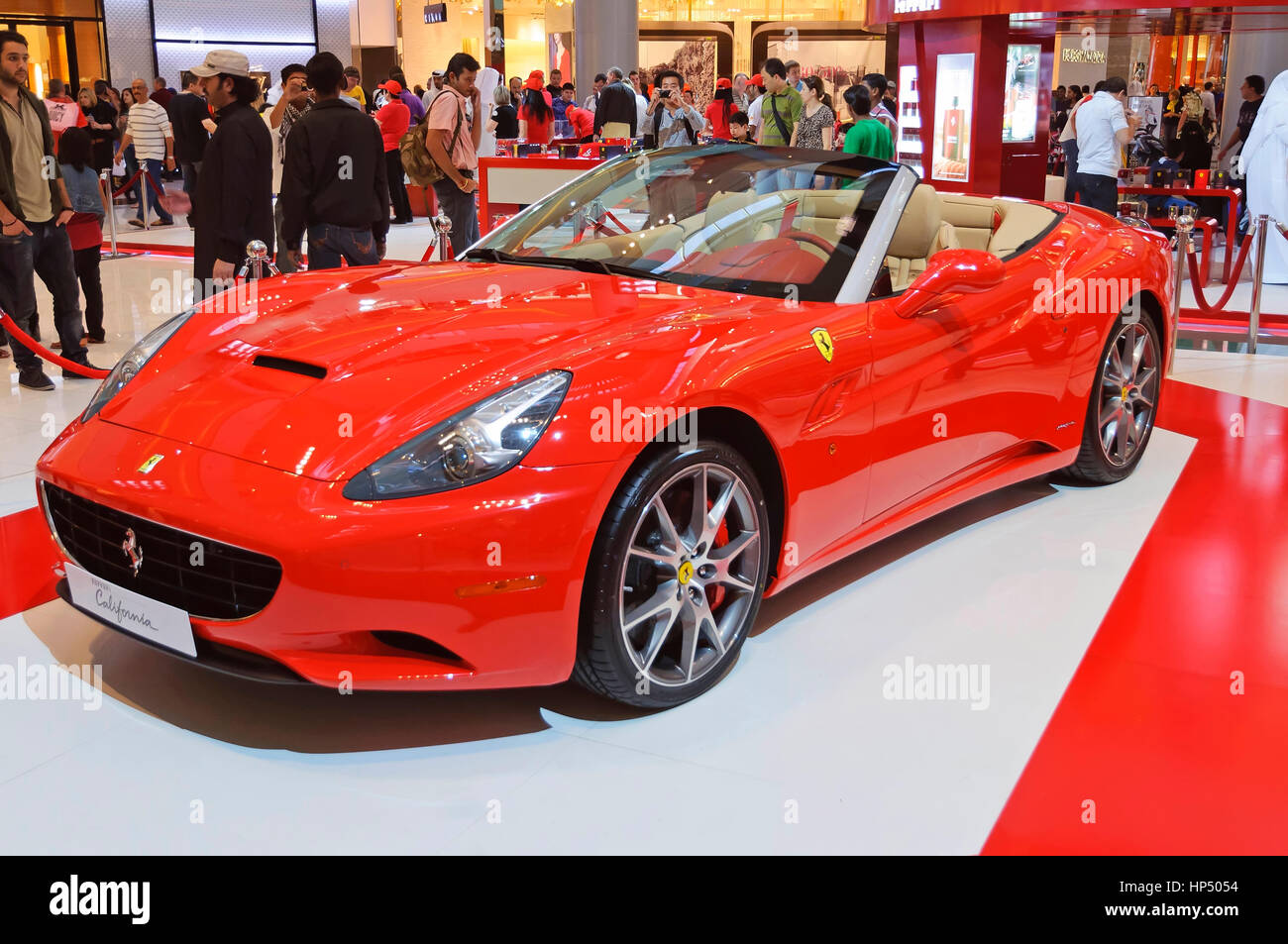 Dubai, UAE - January 06, 2012: View of a Ferrari California supercar in ...