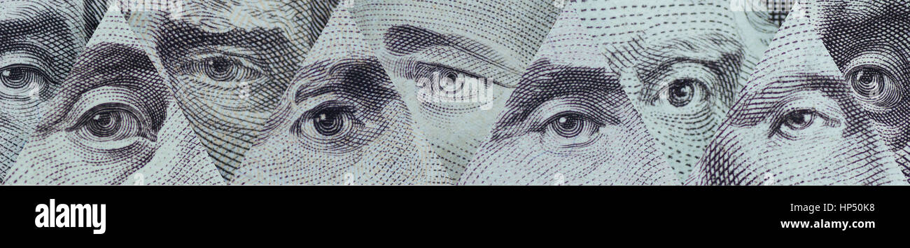 Portraits. Eyes well-known leader in the notes Stock Photo - Alamy
