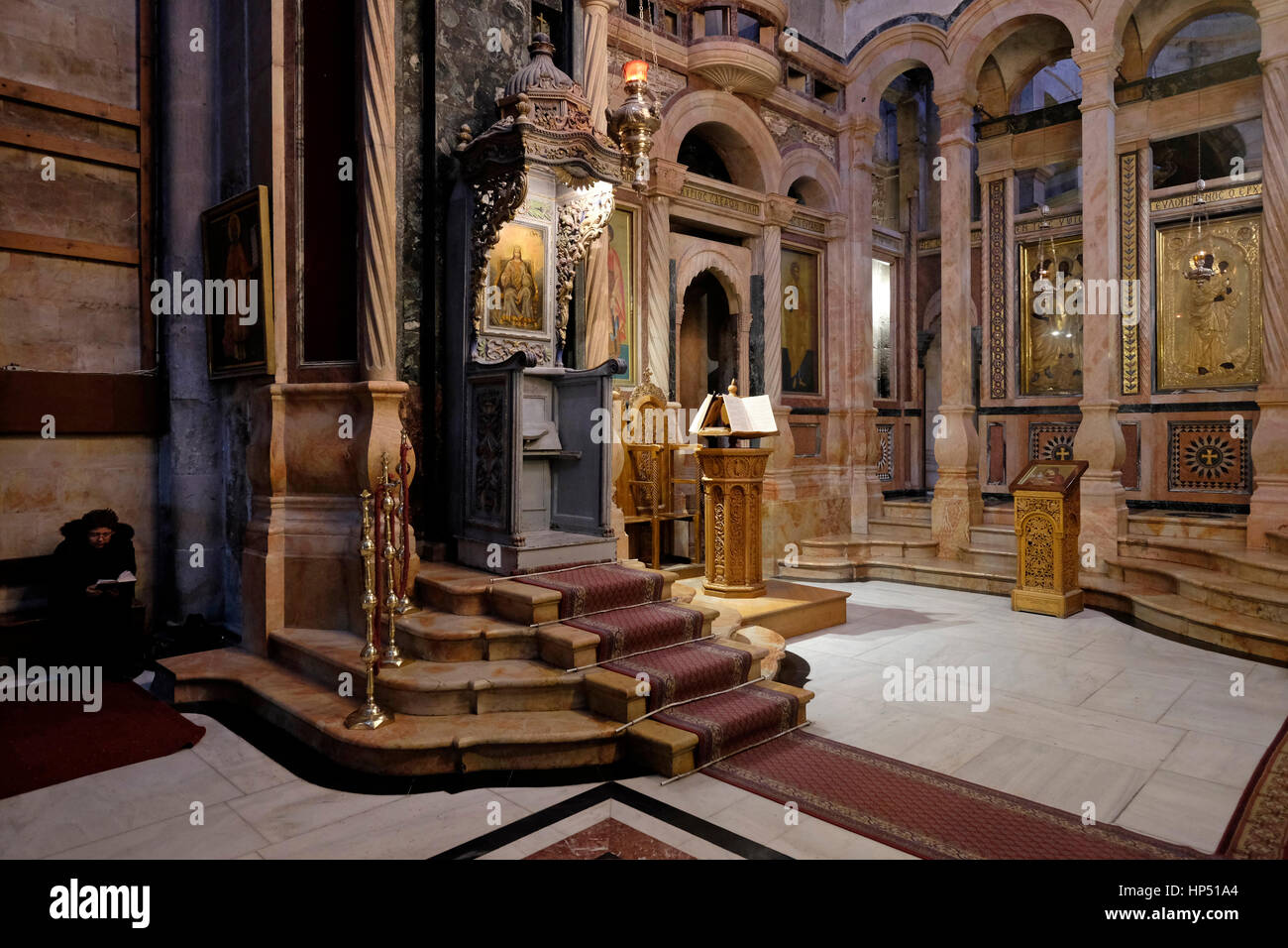 The throne of the Greek Orthodox Patriarch of Jerusalem on the north ...