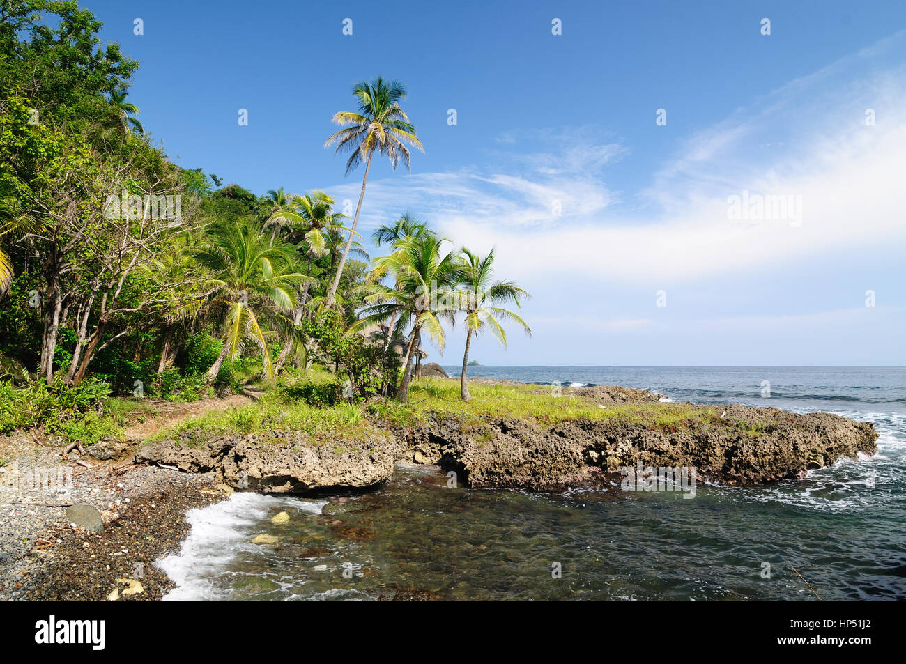 Colombia, wild coast of the Caribbean sea near Capurgana resort where ...