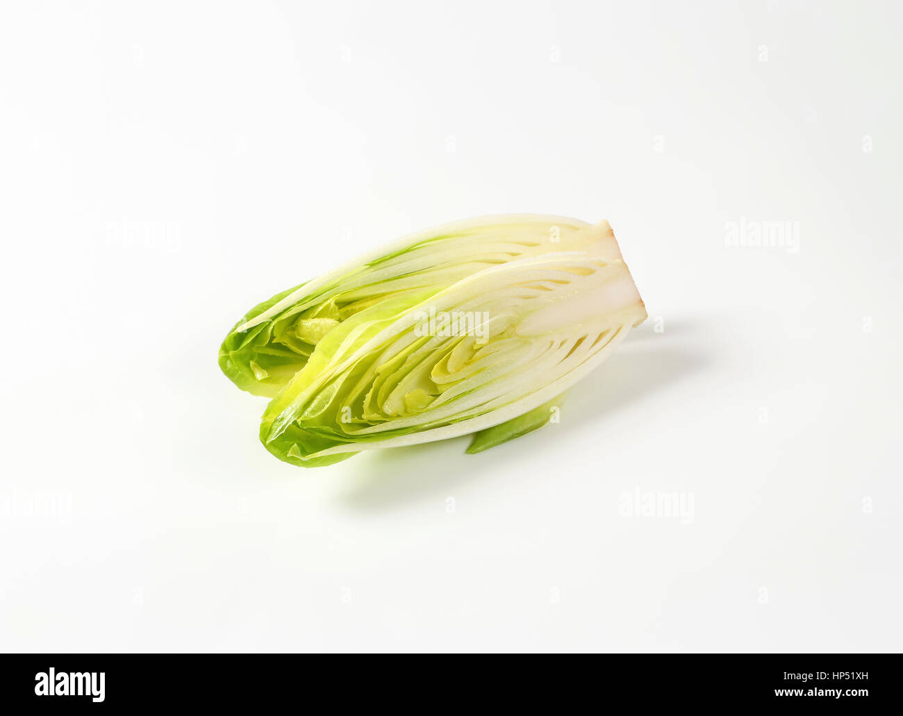 halved head of fresh belgian endive on white background Stock Photo - Alamy