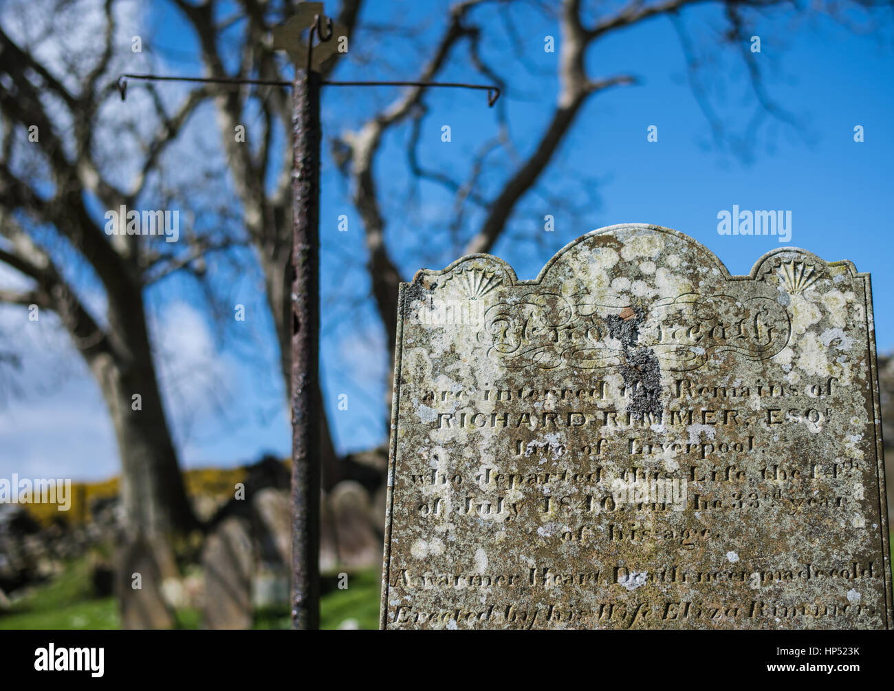 Gravestone, St Runius Church, Isle of Man Stock Photo - Alamy