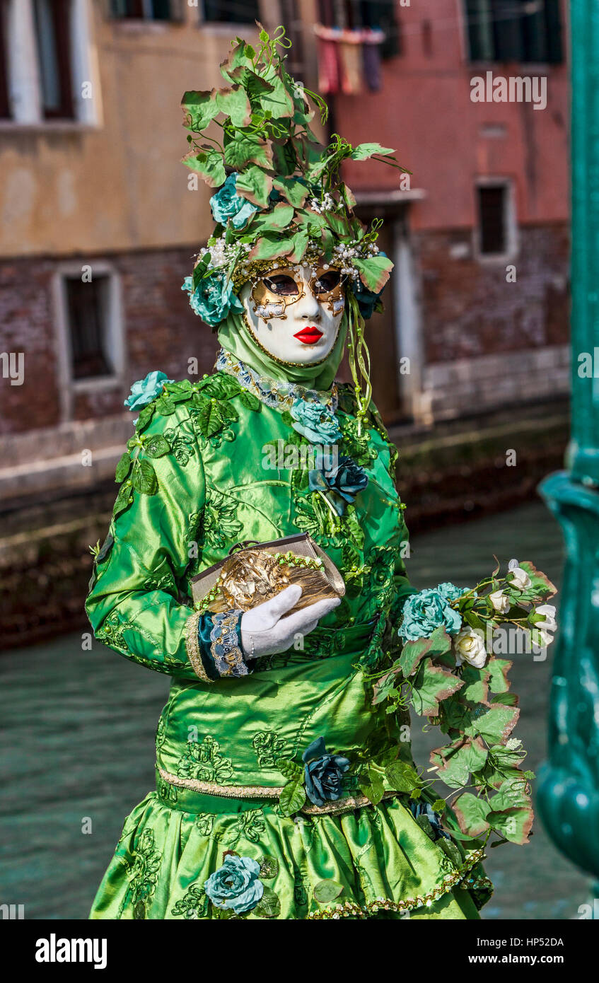 Venice, Italy- February 18th, 2012:Environmental portrait of a person ...