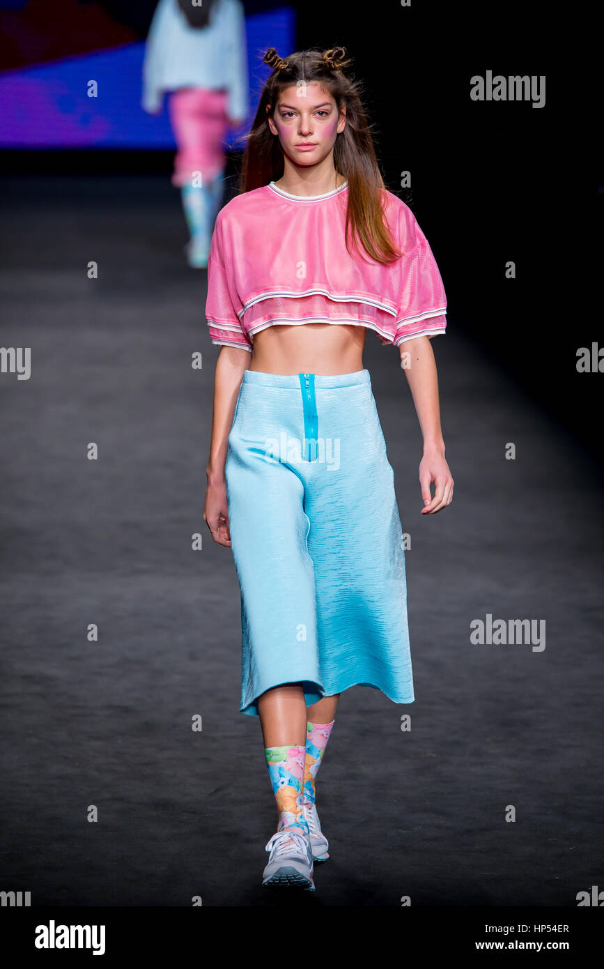 BARCELONA - FEB 4: Marta Ortiz (model) walks the runway for the Krizia ...